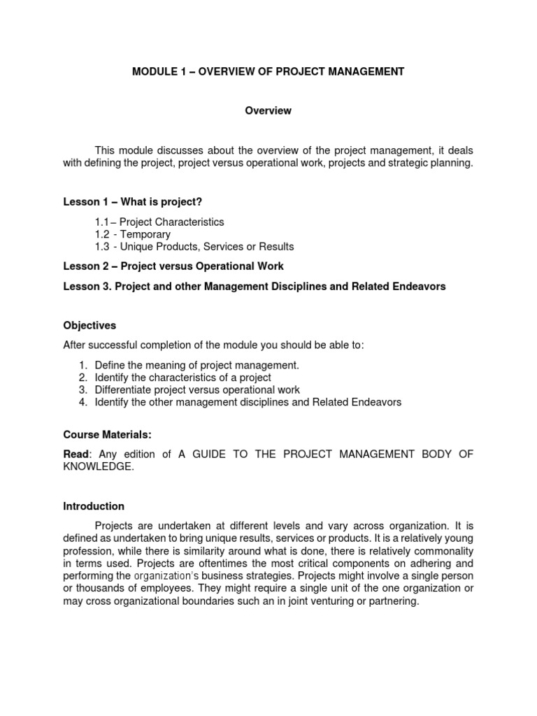 Project Management Overview and Basics | PDF | Project Management ...
