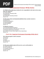 Environmental Science Multiple Choice Questions | PDF | Plants | Fungus
