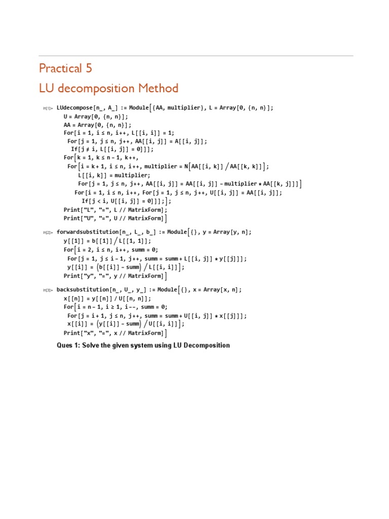 5.LU Decomposition Method | PDF | Mathematical Objects | Theoretical ...