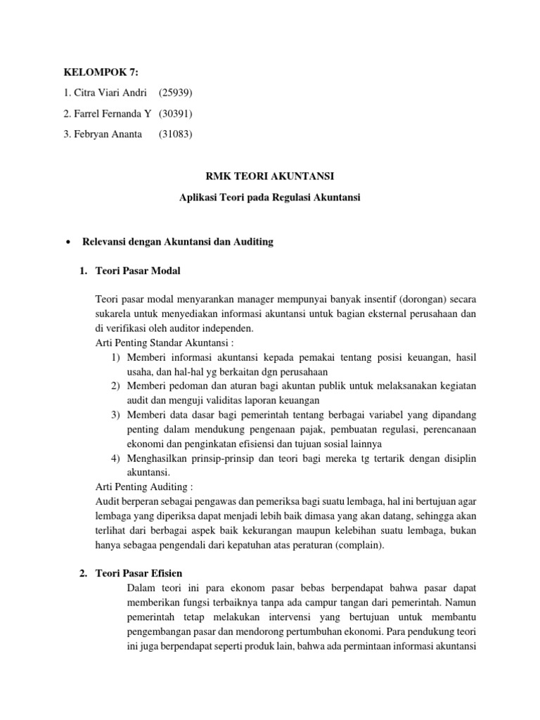 RMK - Teori Regulasi - Kelompok 7 | PDF
