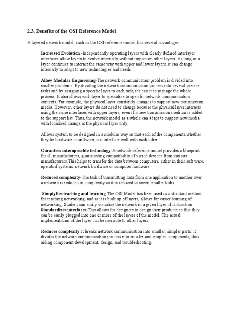 Advantages of OSI Model | Download Free PDF | Osi Model | Computer Network