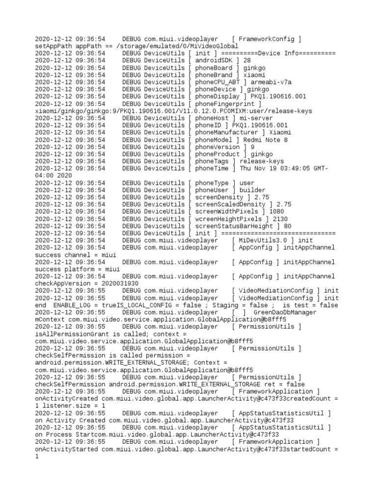 Log Entries Documenting Device Information and App Startup Process | PDF | Information ...