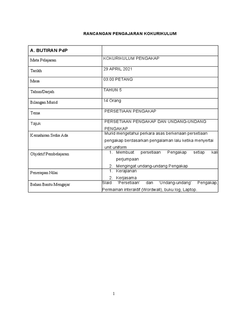 RPH Kokurikulum | PDF