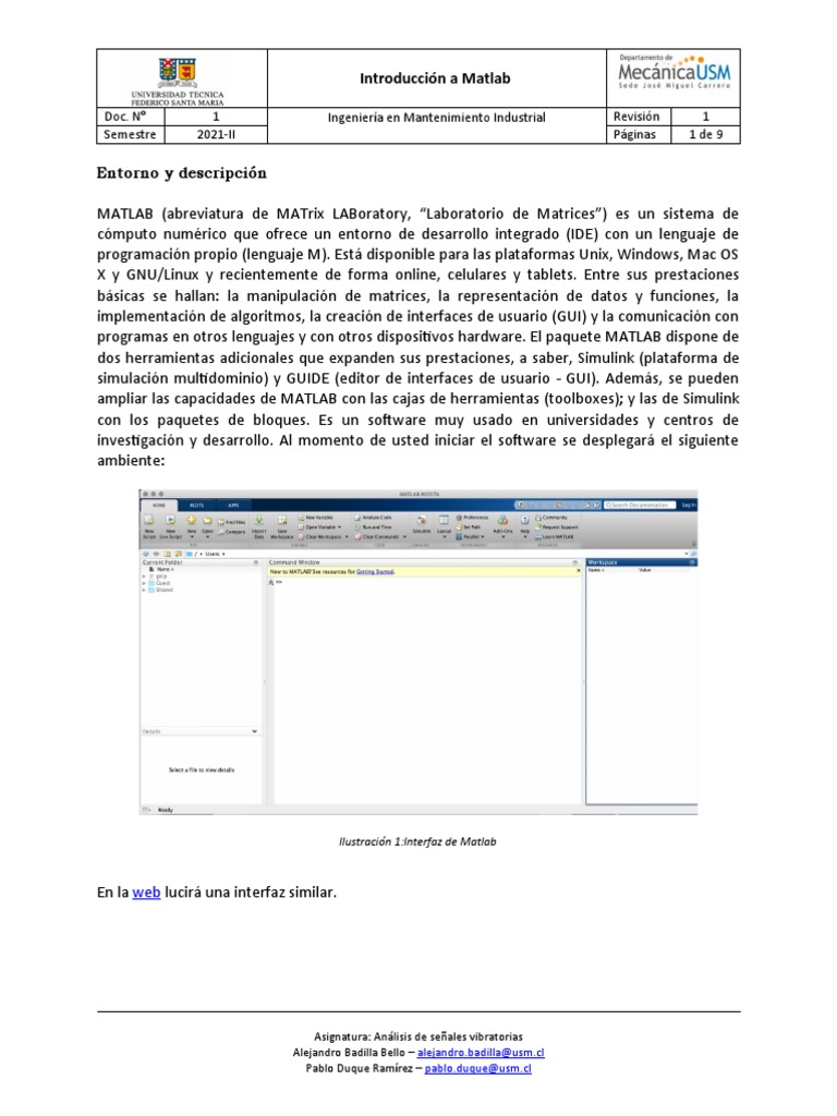 Introducción a MATLAB para Ingenieros | PDF | Informática | Ciencias de ...