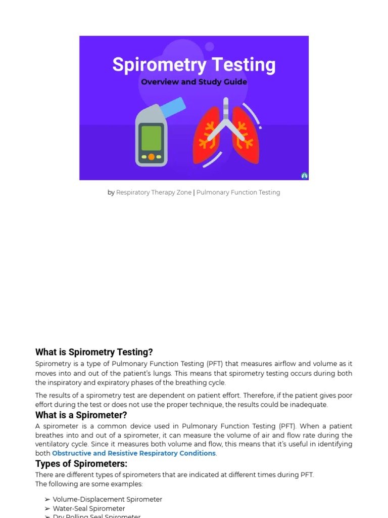 Spirometry Testing Guide & FAQs | PDF | Exhalation | Lung