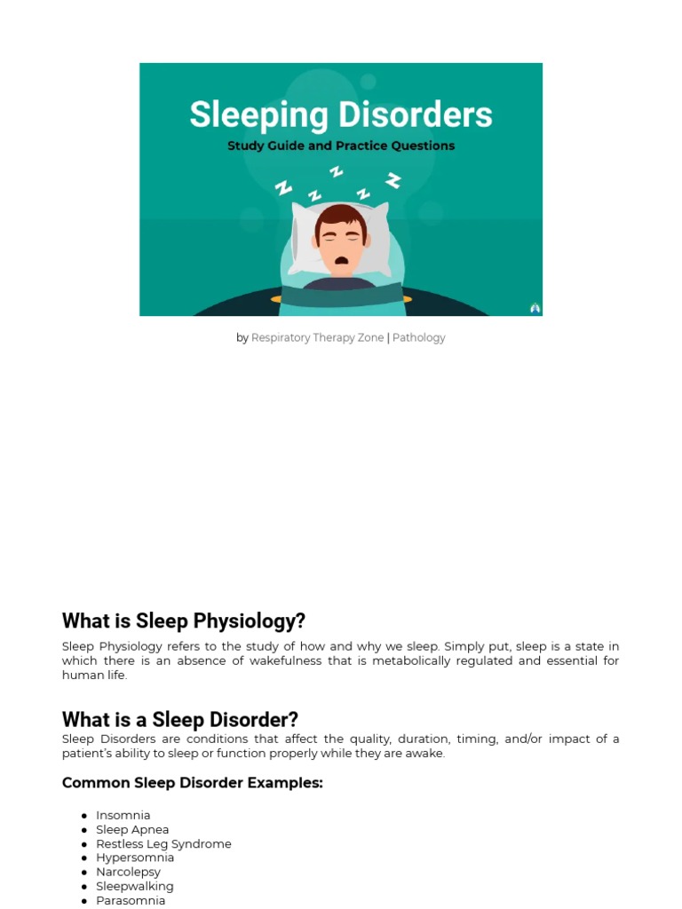 Sleep Physiology and Disorders - Study Guide and Practice Questions ...