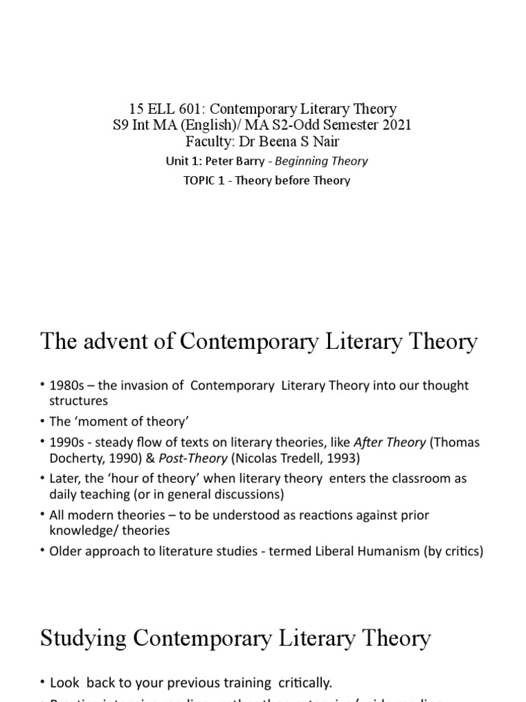 Peter Barry-Contemporary Lit Theory | PDF | Literary Criticism