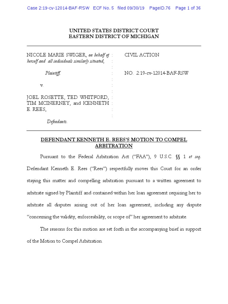 5-Motion-To-Compel-Arbitration Mboh Opo Iki | PDF | Arbitration | Lawsuit