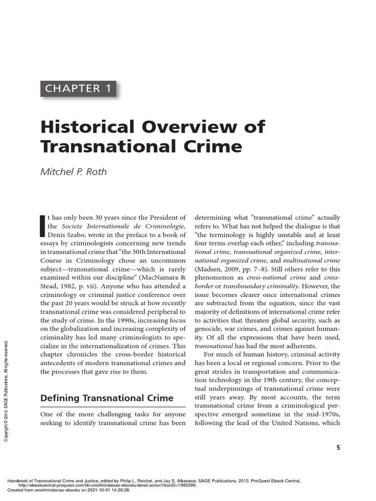 Handbook of Transnational Crime and Justice - (Chapter 1 Historical ...