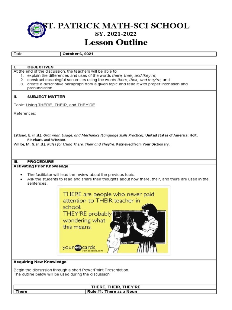 Lesson-Outline (October 6, 2021) | PDF | Adjective | Adverb