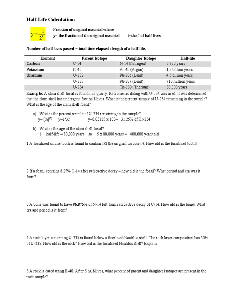 Half-Life Calculations | PDF | Radiocarbon Dating | Chemistry
