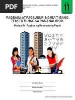 Final Exam Grade 11 Pagbasa at Pagsusuri | PDF