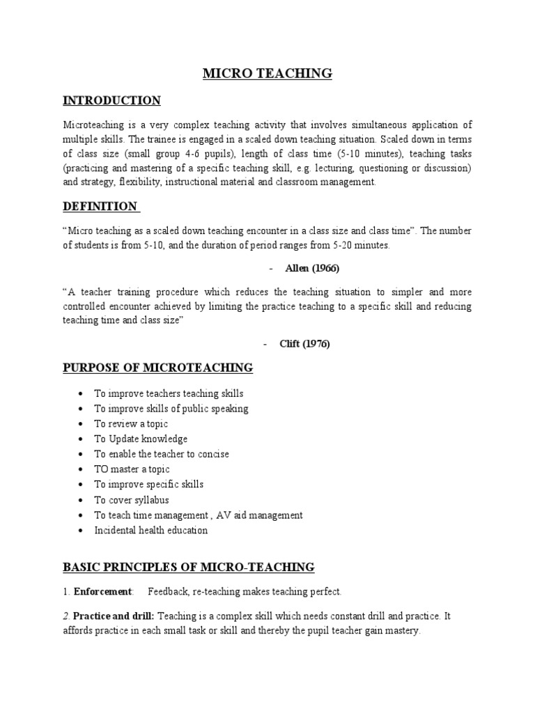 Microteaching: Improving Teaching Skills in a Safe Environment | PDF ...