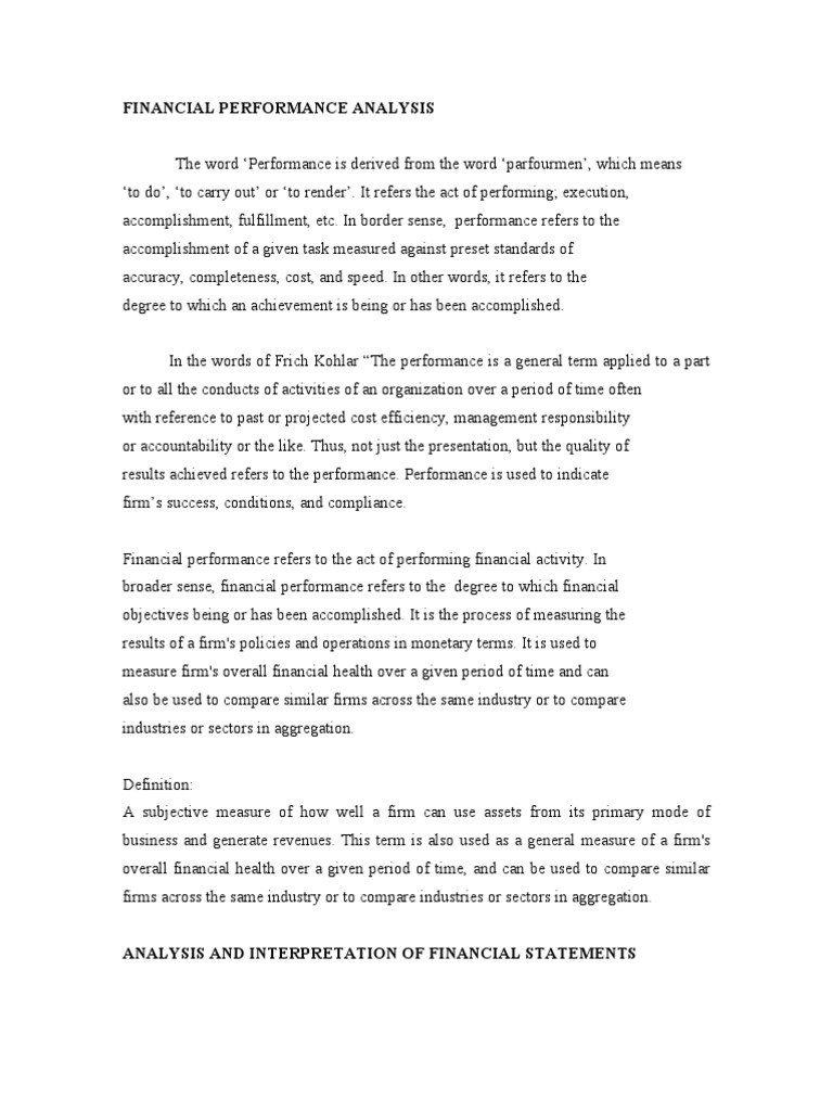 Financial Performance Analysis | Income Statement | Equity (Finance)