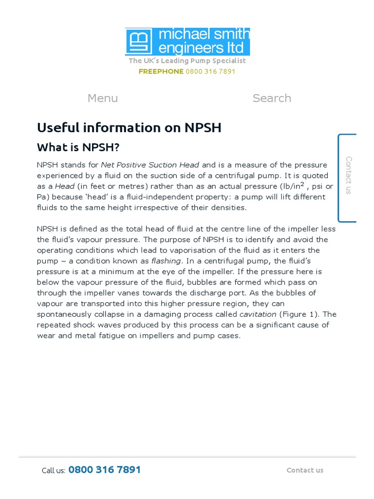 Useful Information On NPSH, NPSHA and NPSHR | PDF | Pump | Mechanical ...