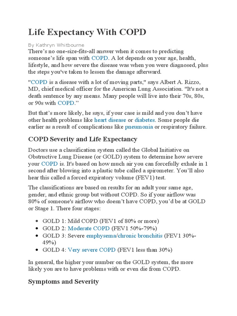 Life Expectancy With COPD | PDF | Chronic Obstructive Pulmonary Disease ...