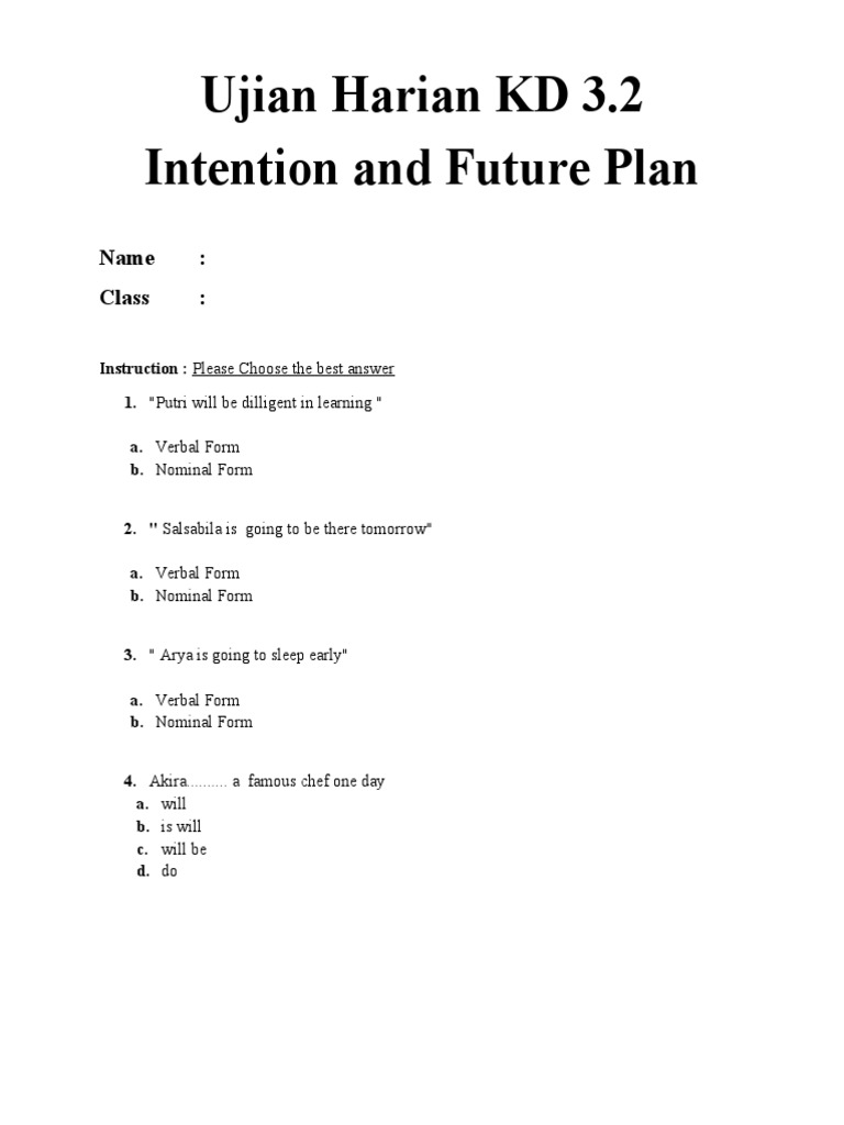 UH Expressing Intention and Future Plan | PDF