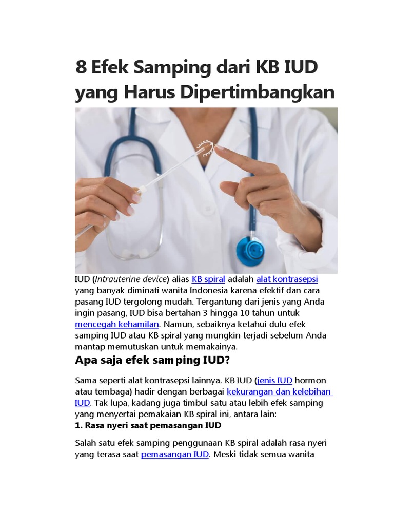 Efek Samping KB IUD yang Perlu Diketahui | PDF
