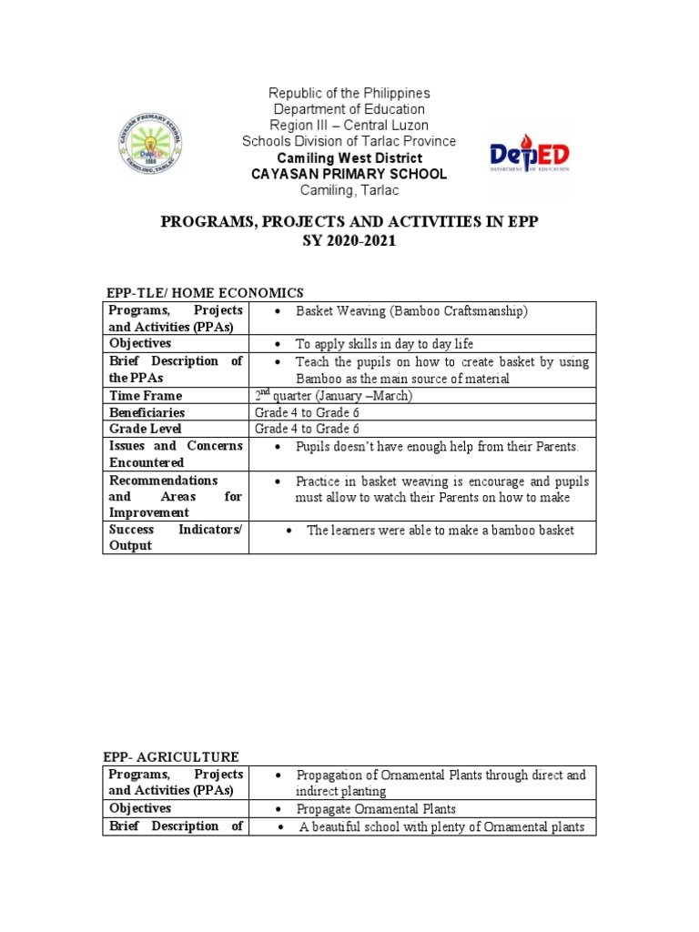 PPA in EPP SY 2020 2021 | PDF | Educational Technology | Learning