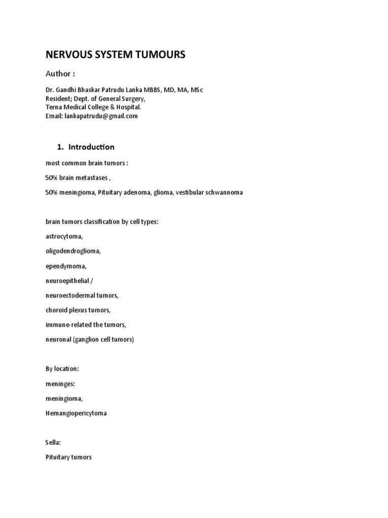 Nervous System Tumours | PDF | Brain Tumor | Glioma