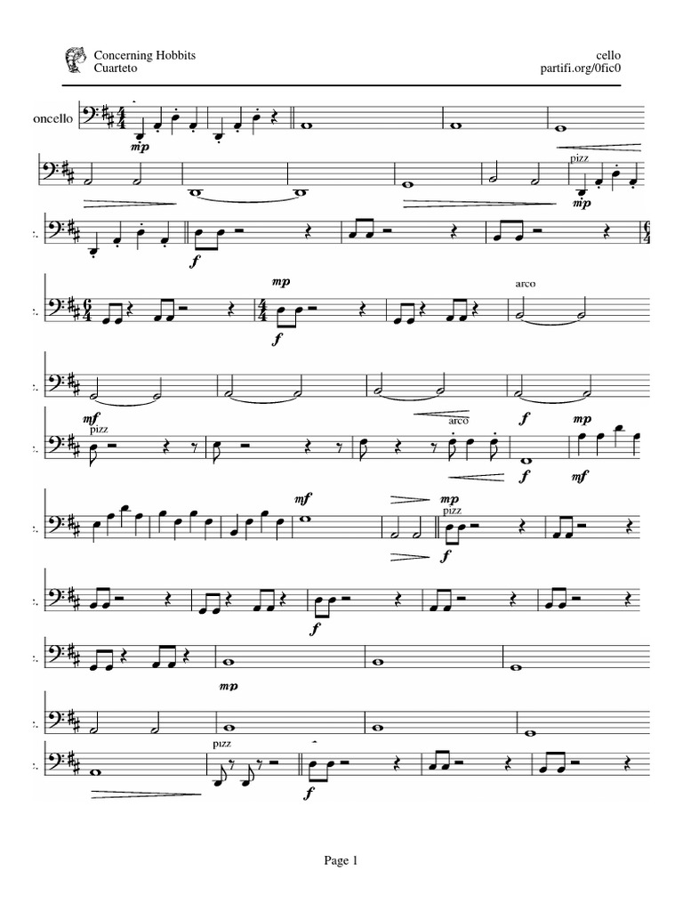 Concerning - Hobbits - Cello | PDF