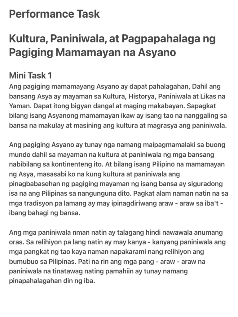 Performance Task | PDF