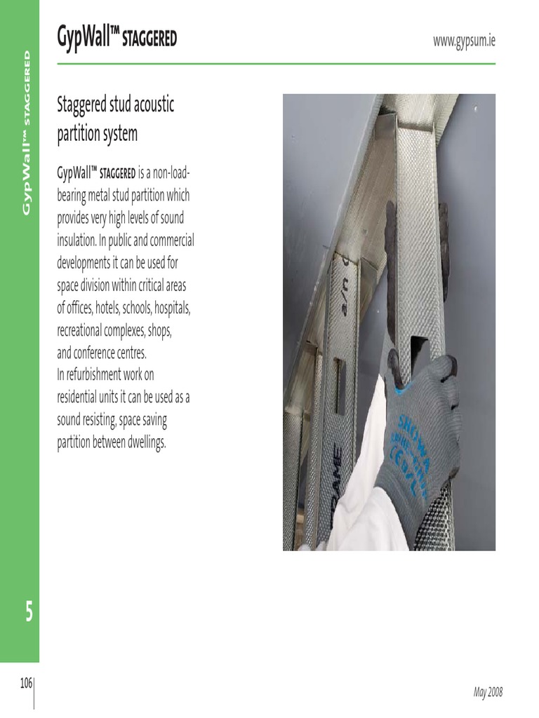 Gypwall™: Staggered Stud Acoustic Partition System | PDF | Drywall ...