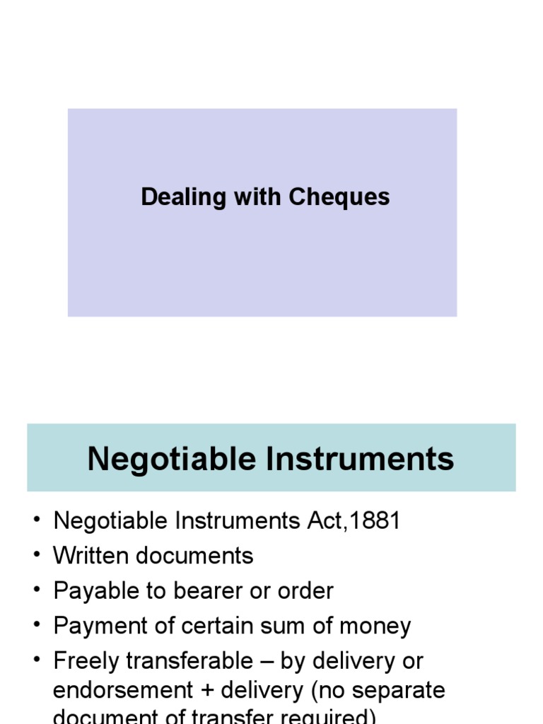 Cheques | PDF | Negotiable Instrument | Cheque