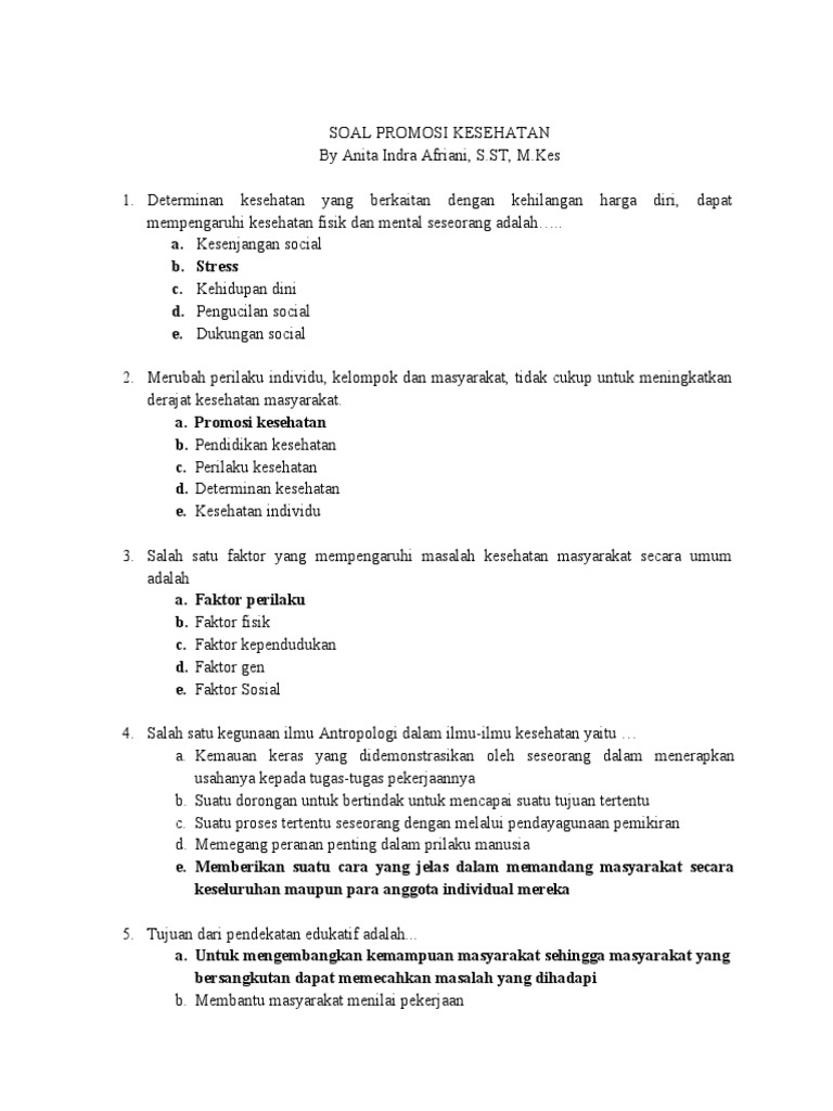 Soal Promkes 1 SKS | PDF