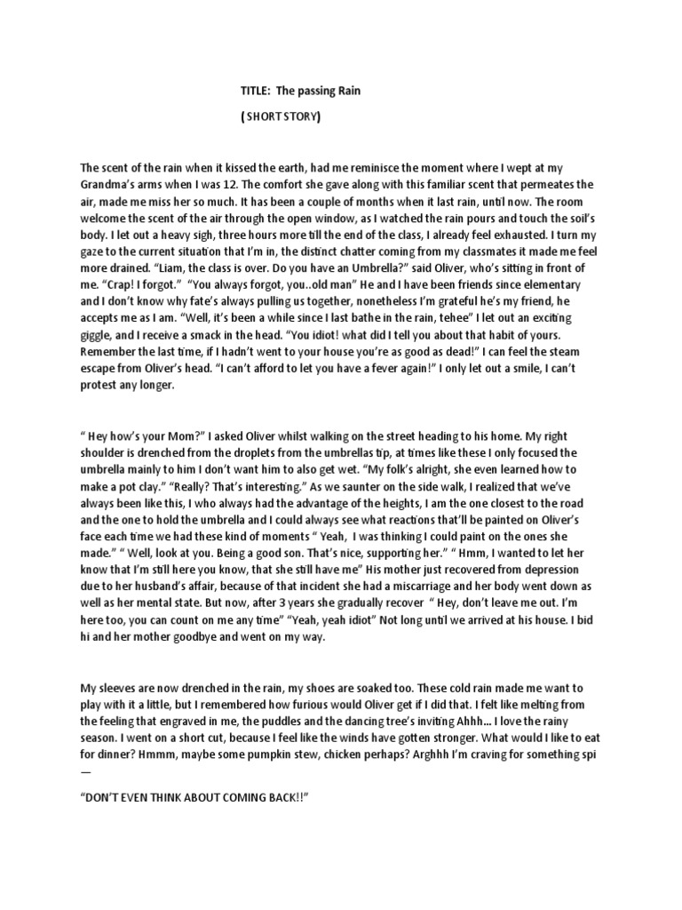 TITLE: The Passing Rain (Short Story) | PDF