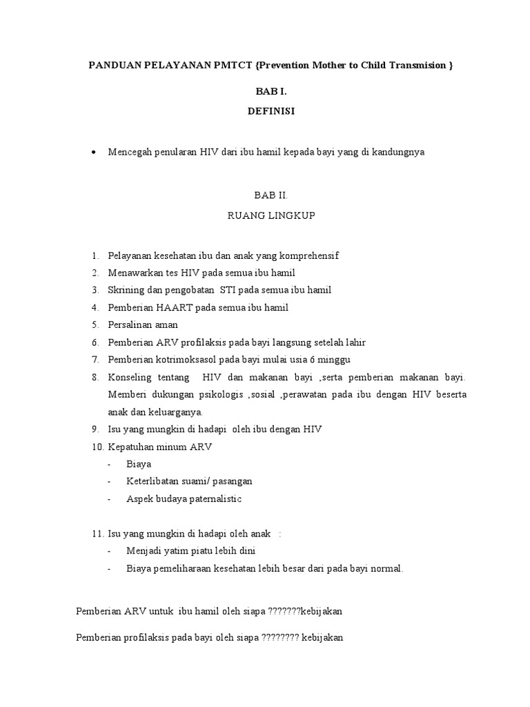 Panduan Pelayanan PMTCT | PDF