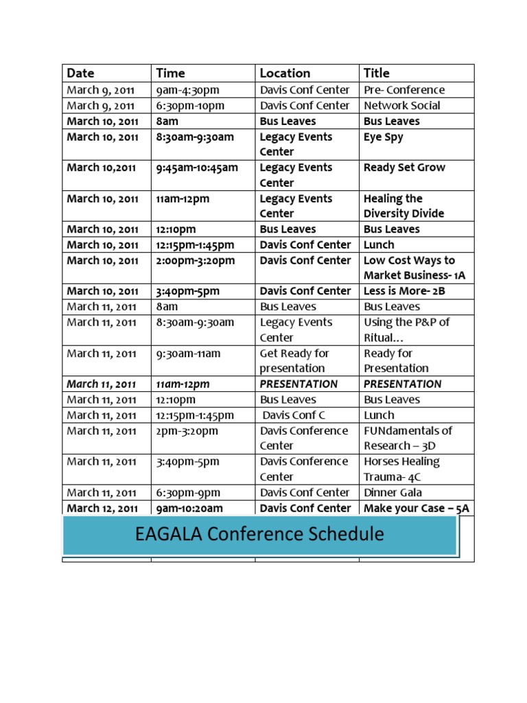 EAGALA Conference Schedule | PDF | Career & Growth