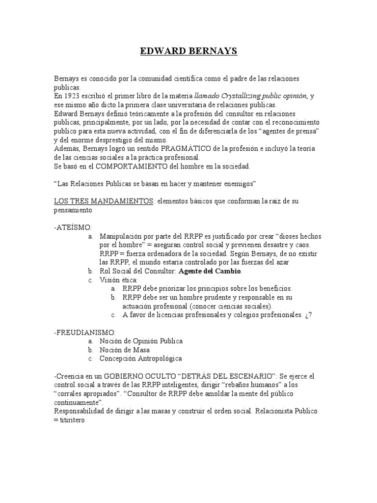 Edward Bernays | PDF | Opinión pública | Certeza