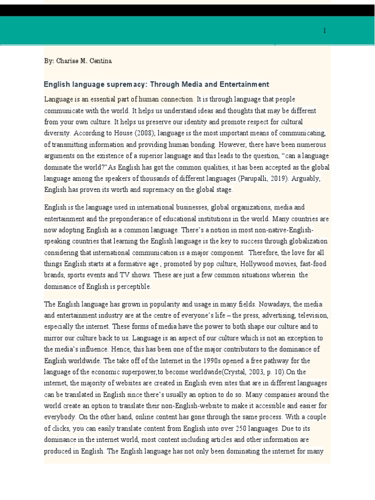English Language Supremacy Through Media and Entertainment | PDF ...