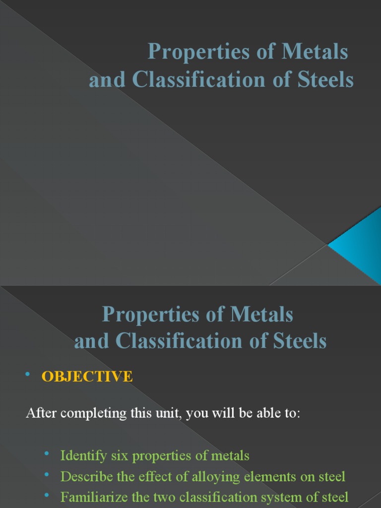 Properties and Classification of Steels | PDF | Steel | Metals