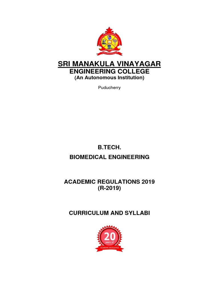 BME R-2019 Curriculum and Syllabus (Semester1-6) | PDF | Biomedical Engineering | Engineering