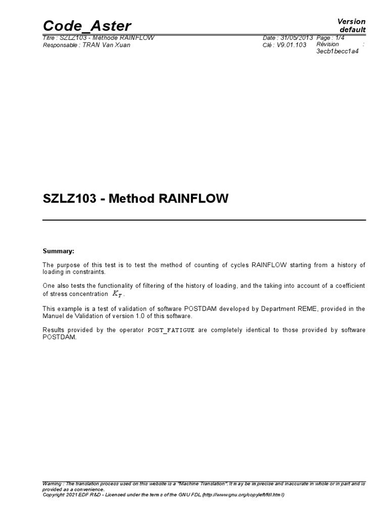 Code - Aster: SZLZ103 - Method RAINFLOW | PDF | Gnu | Applied Mathematics