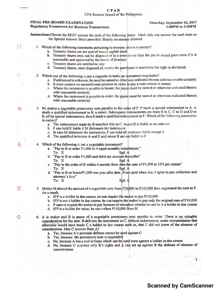 RFBT - CPAR Final Preboard | PDF