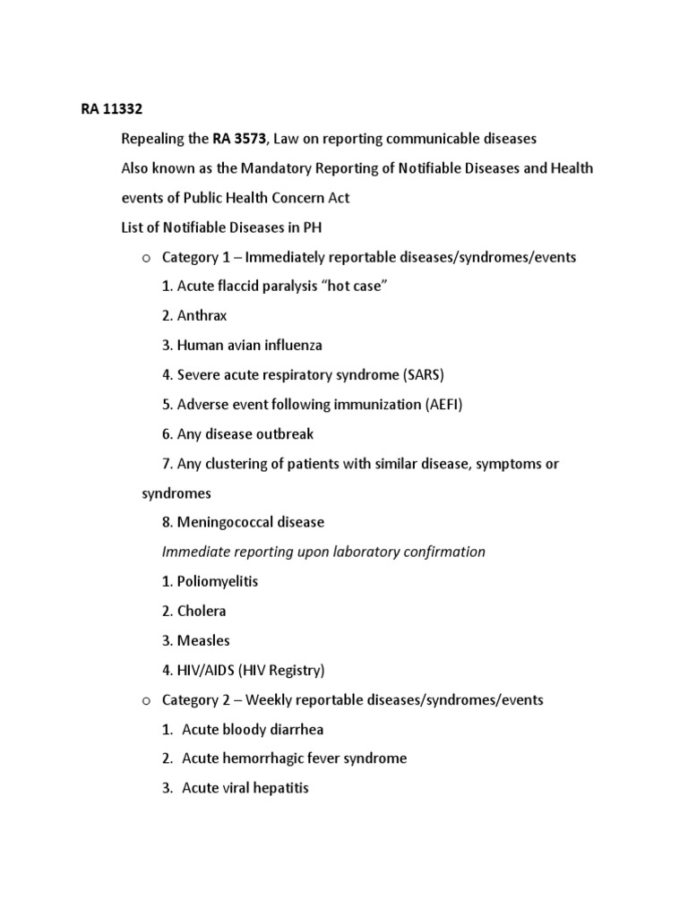 RA 11332 Handouts | PDF