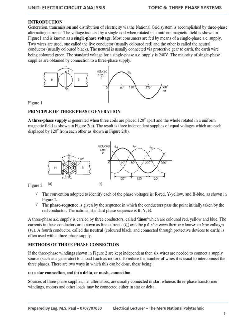 Topic 6 Three Phase Systems | PDF | Alternating Current | Electromagnetism