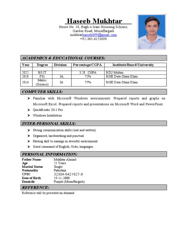 Haseeb - CV | PDF