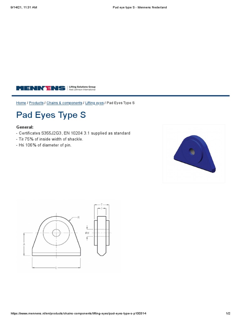 Pad Eye Type S - Mennens Nederland | PDF | Manufactured Goods