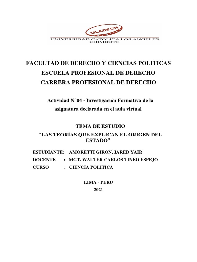 Jared Yair Amoretti Giron - Ciencia Politica Iut4 - Teoria Del Origen ...