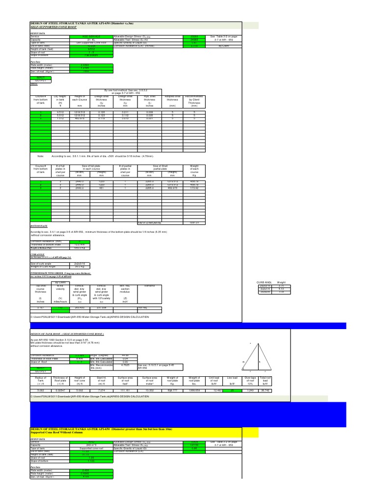 Api-650-Tank Design | PDF | Bending | Column
