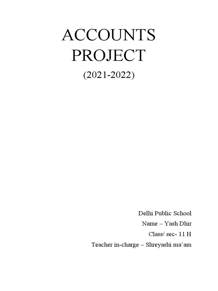 Class 11 Accountancy Project Cover | PDF