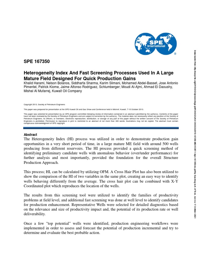 Spe 167350 Ms - Fast Screening Processes | PDF | Petroleum Reservoir