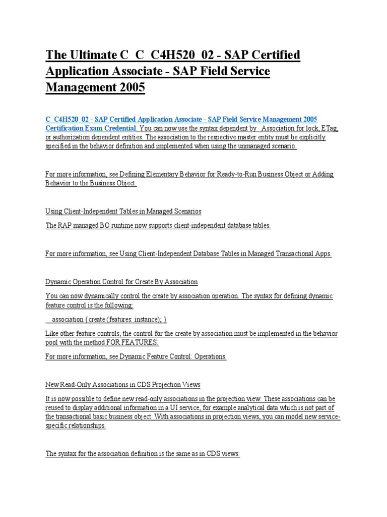 The Ultimate C - C - C4H520 - 02 - SAP Certified Application Associate - SAP Field Service ...