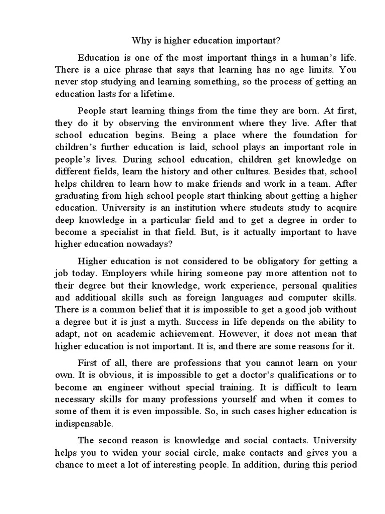 Why Is Higher Education Important | PDF | Learning | Higher Education