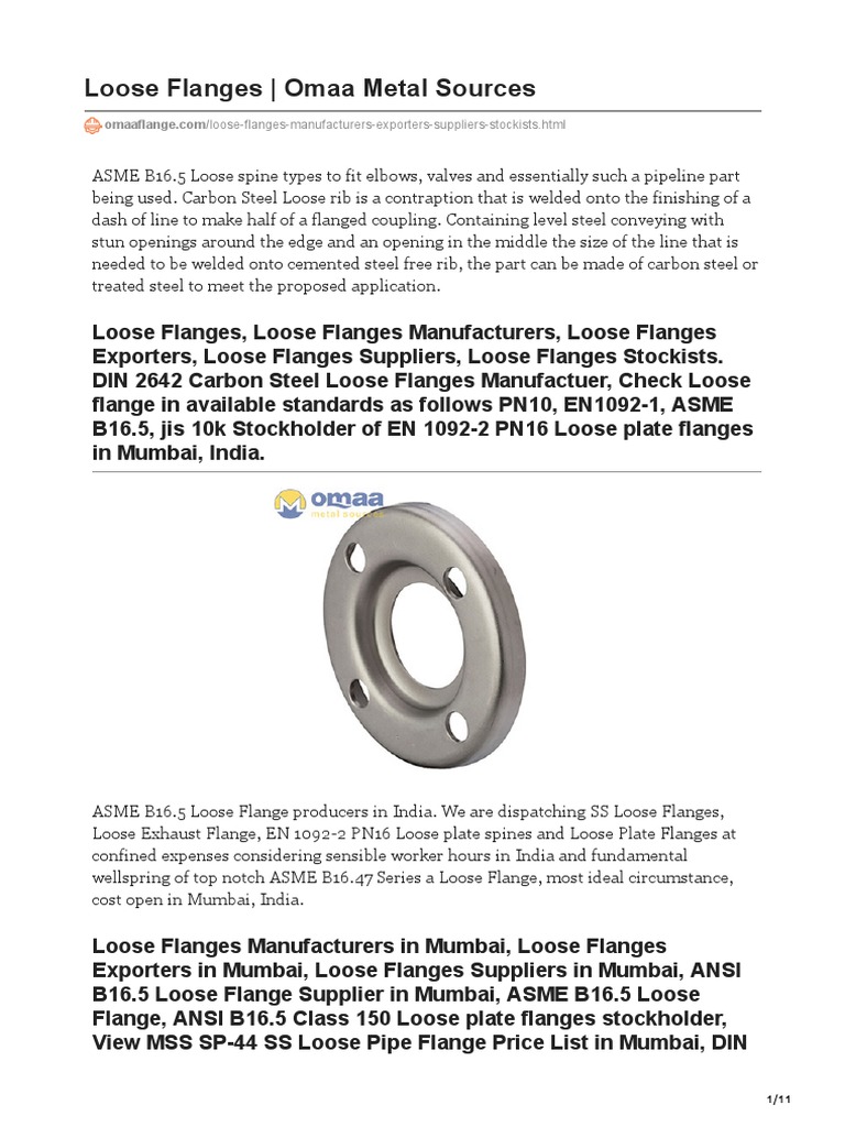 Loose Flanges Omaa Metal Sources | PDF | Plumbing | Materials