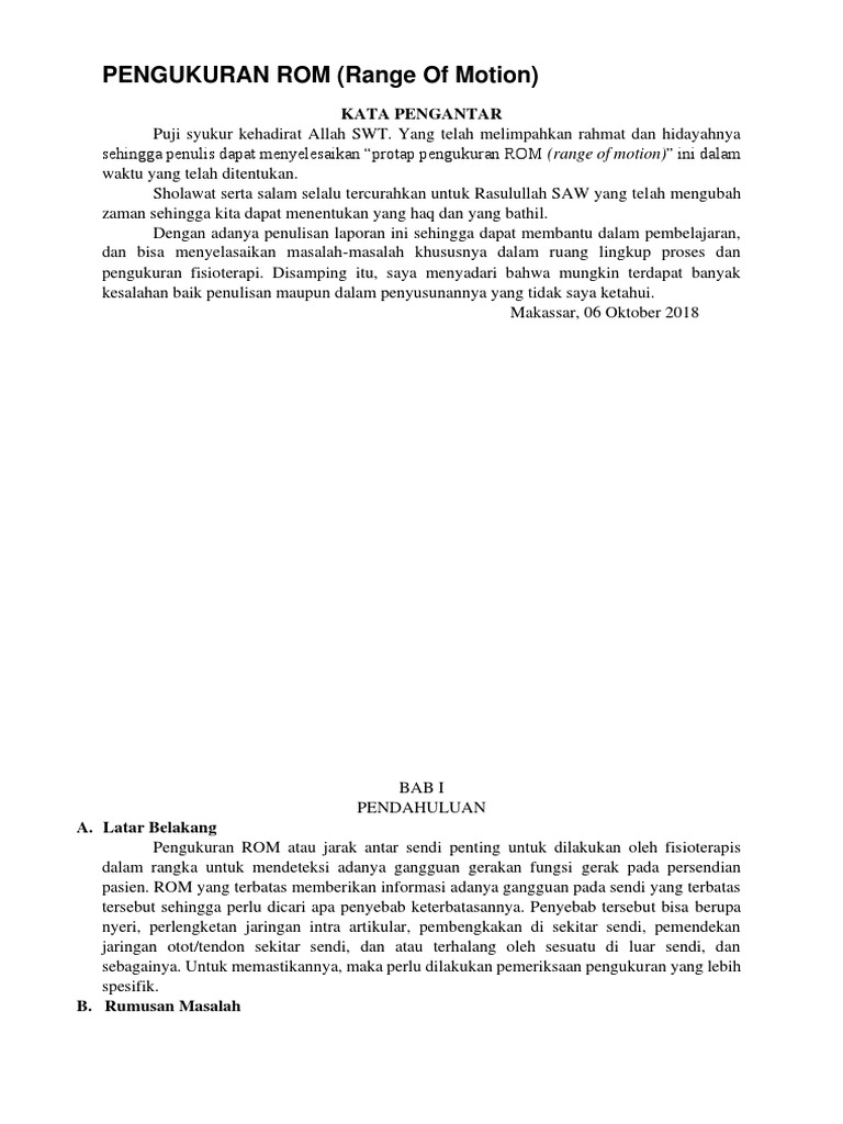 Panduan Pengukuran ROM | PDF